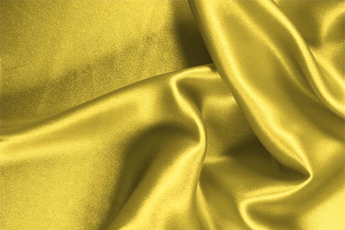 Tessuto Crêpe Satin Giallo Primula in Seta per abbigliamento