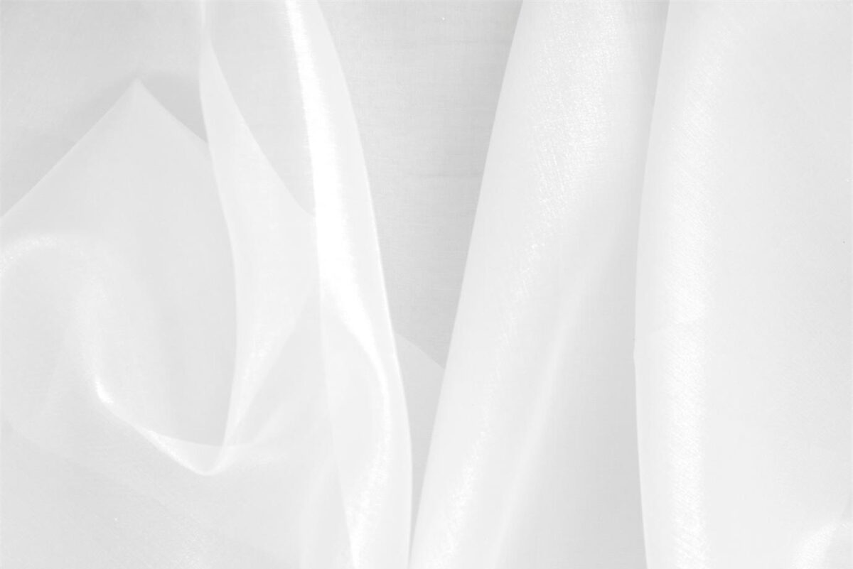 Tessuto Organza Bianco Ottico in seta per abbigliamento